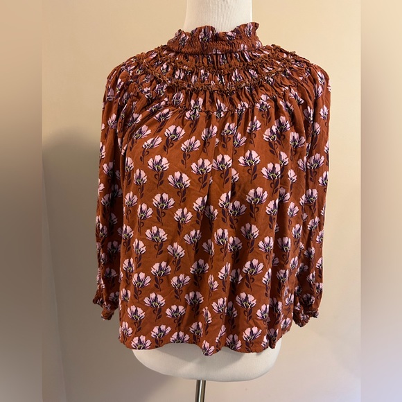 bohme | Tops | Boheme Rust Colored Top With Flowers | Poshmark
